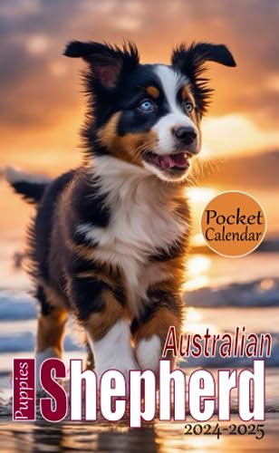 2024-2025 Australian Shepherd Puppies Pocket Calendar: Small monthly planner, like that size of a purse, measure 4*6.5 inches that covers a 2-years period