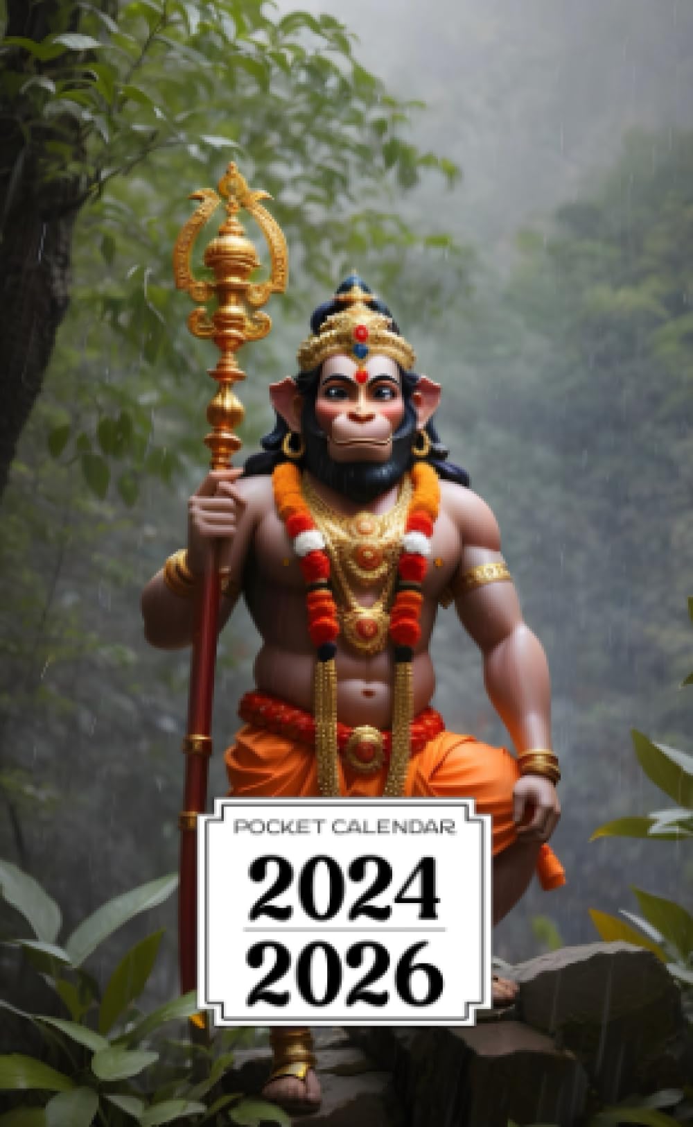 Pocket Calendar 2024-2026: Two-Year Monthly Planner for Purse , 36 Months from January 2024 to December 2026 | Lord Hanuman | Rainy forest