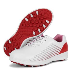 Ybberik Spikeless and Waterproof Golf Shoes for Women and Girls Red