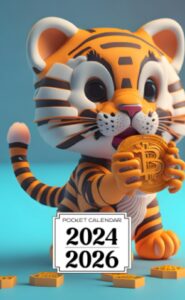 pocket calendar 2024-2026: two-year monthly planner for purse , 36 months from january 2024 to december 2026 | cute tiger toy | skottie young | soft pastel colors