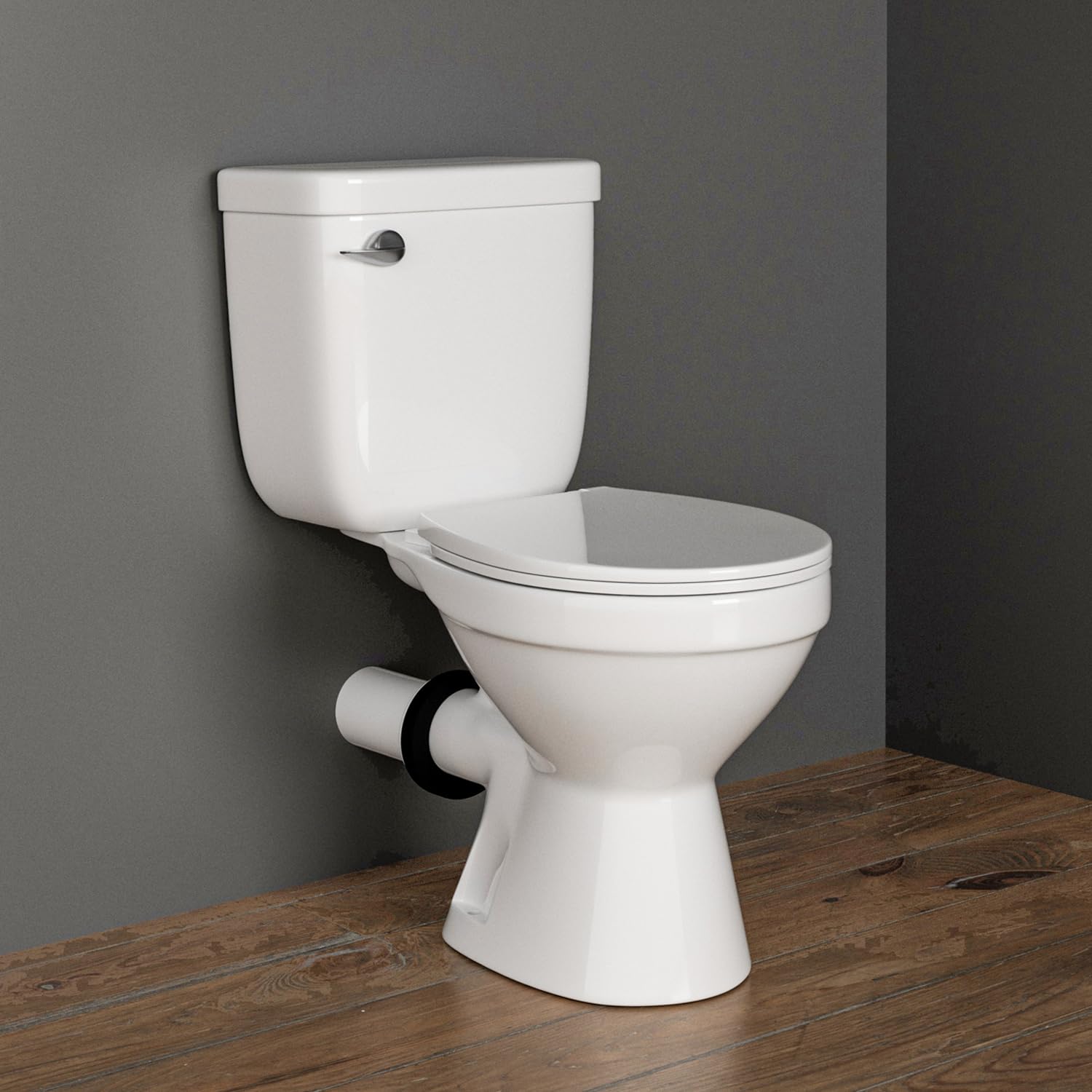 MaceratingFlo Rear Outlet Toilet with Tank: Powerful Flush & Space-Saving Design with Rear Discharge - Includes Extra Extension Pipe for Easy Installation