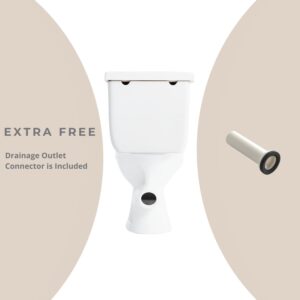 MaceratingFlo Rear Outlet Toilet with Tank: Powerful Flush & Space-Saving Design with Rear Discharge - Includes Extra Extension Pipe for Easy Installation