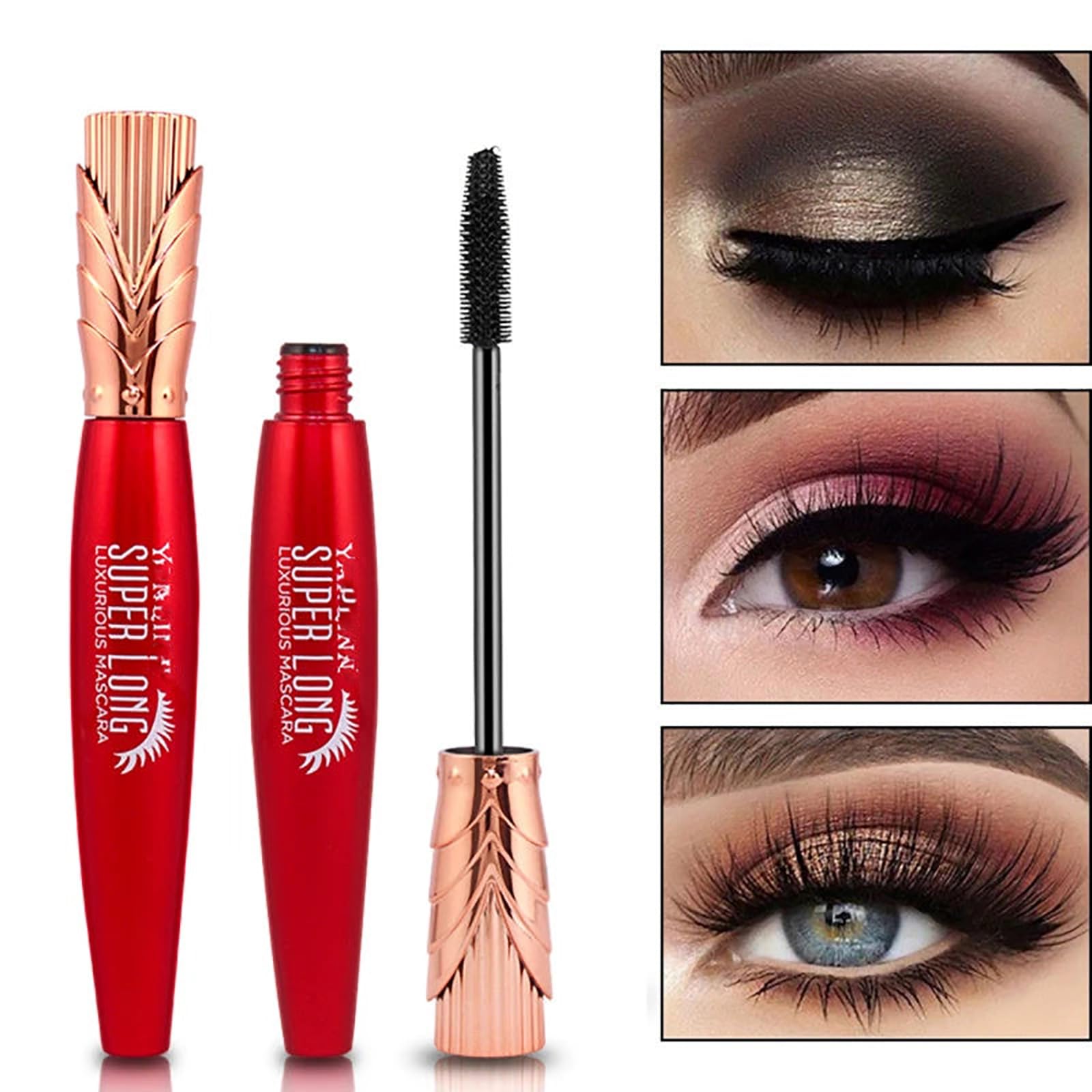 Yanquina Mascara, Yanqina Super Long Mascara, 4d Waterproof and Sweat Proof Mascara-Super Long Luxurious Mascara, Stereo Lengthening Mascara, No Clumping (1Pc)