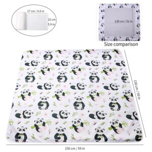 ChicMoments 59'' Huge Toddlers' Highchair Splat Mat, Panda Non-Slip Baby Place Mat, Kids' Leakproof Splash Spill Floor Mat with 2 Rolls Bamboo Clean Cloth (59 * 59‘’/150 * 150cm, Panda)