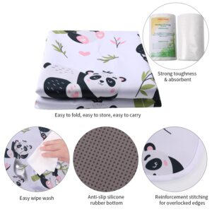 ChicMoments 59'' Huge Toddlers' Highchair Splat Mat, Panda Non-Slip Baby Place Mat, Kids' Leakproof Splash Spill Floor Mat with 2 Rolls Bamboo Clean Cloth (59 * 59‘’/150 * 150cm, Panda)