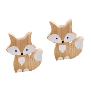 vosarea 2pcs fox ornament gift registry by name ornament crafts baby milestone blocks desk topper cute fox figure wood fox tabletop fox dining room decor for table model desktop wooden