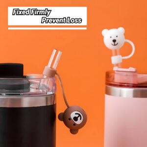 3 Pack Straw Cover for Stanley Cups,Cute bear Straw Protector Cover Compatible with Stanley 30&40oz Silicone Straw Topper Caps for Stanley Cups Accessories- BPA Free Soft Silicone