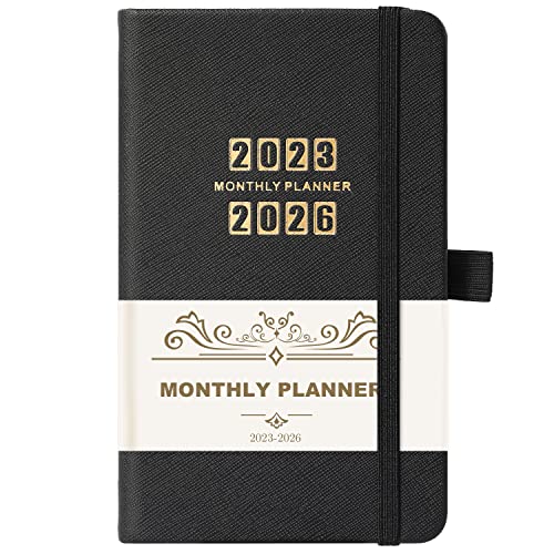 2023-2026 Pocket Planner - Monthly Pocket Planner (36-Month) with 60 Notes Pages, Jul. 2023 - Jun. 2026, 6.2" x 4", 3 Year Monthly Planner with Contacts, Holidays and Pen Holder, Back Pocket - Black