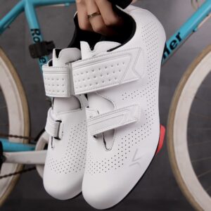 Mens Womens Cycling Shoes Compatible with Pelaton Road Bike Pelaton Shoes Riding Shoes Bicycle Pre-Installed Delta Cleats(2_White,38)