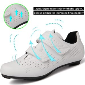 Mens Womens Cycling Shoes Compatible with Pelaton Road Bike Pelaton Shoes Riding Shoes Bicycle Pre-Installed Delta Cleats(2_White,38)