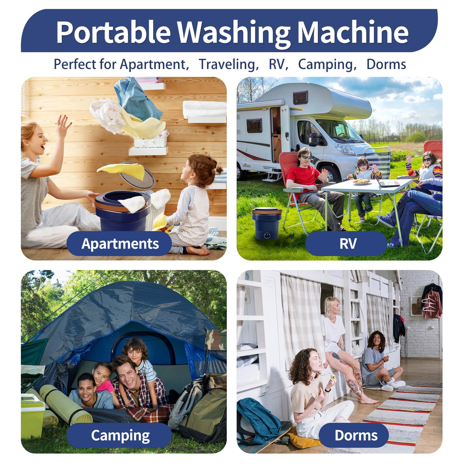 Portable Washing Machine Mini Laundry Washer Small Folding Washer 9L Capacity for Apartment Traveling RV Camping Dorms,Foldable Washer Deep Cleaning for Underwear,Baby Clothes,Socks,Pet Clothes