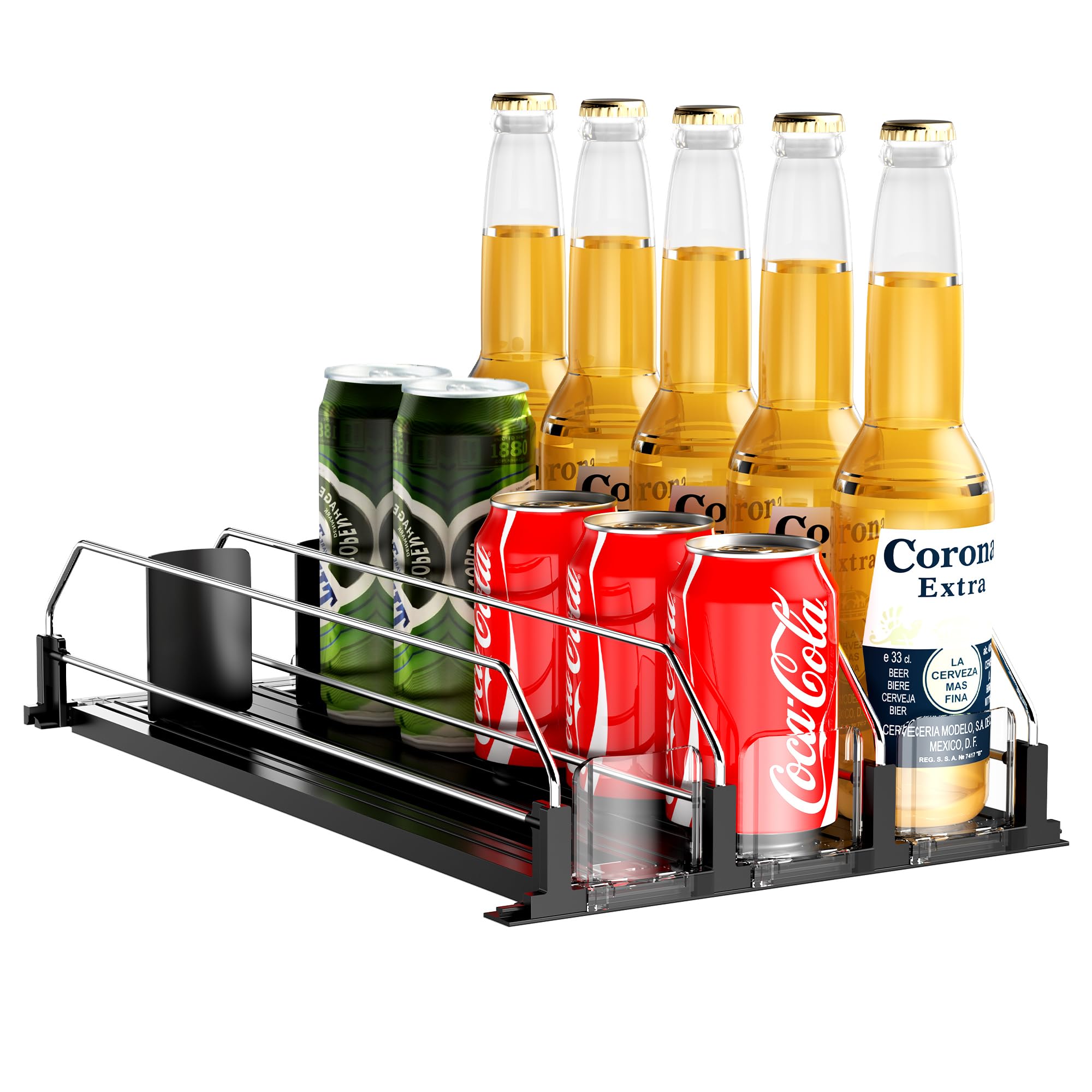 ZIJIN Drink Organizer for Fridge, 3 Rows Refrigerator Drink Organizers