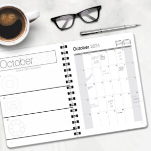 Dated Minimalist DayPlanner - 12 Monthly Calendar Overview, to-do Lists, Weekly and Daily Planning (6.625 by 9 inches), 2024 Coffee Minimalist