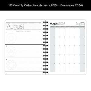 Dated Minimalist DayPlanner - 12 Monthly Calendar Overview, to-do Lists, Weekly and Daily Planning (6.625 by 9 inches), 2024 Coffee Minimalist