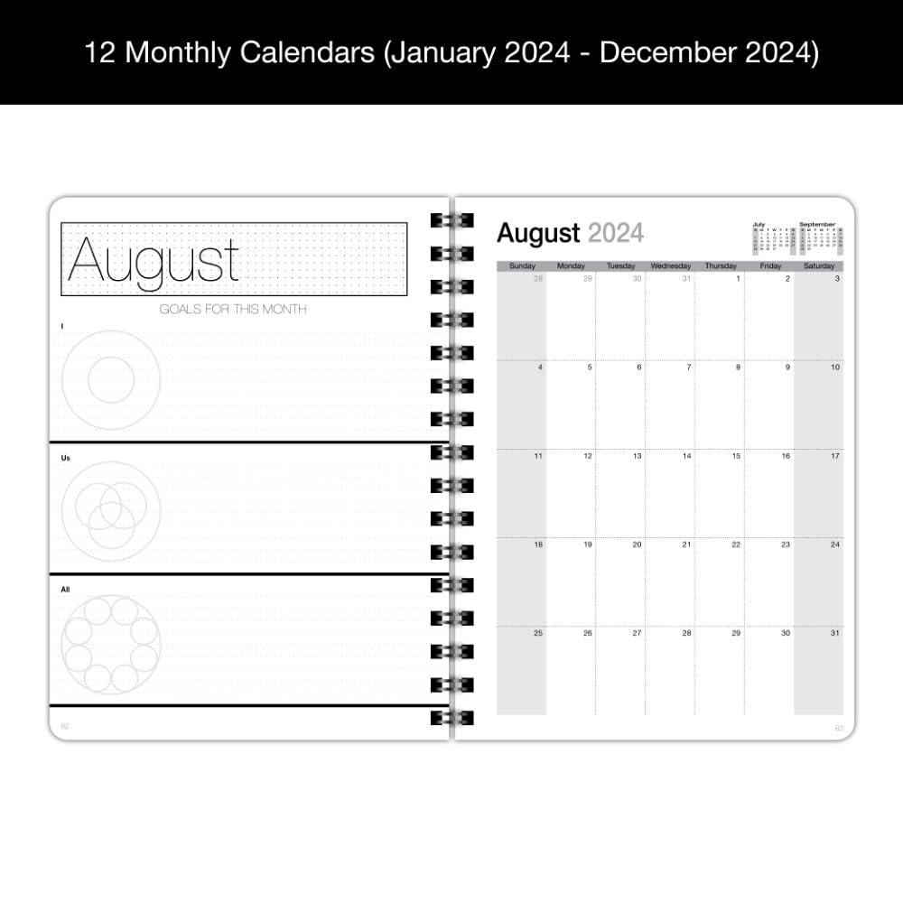 Dated Minimalist DayPlanner - 12 Monthly Calendar Overview, to-do Lists, Weekly and Daily Planning (6.625 by 9 inches), 2024 Coffee Minimalist