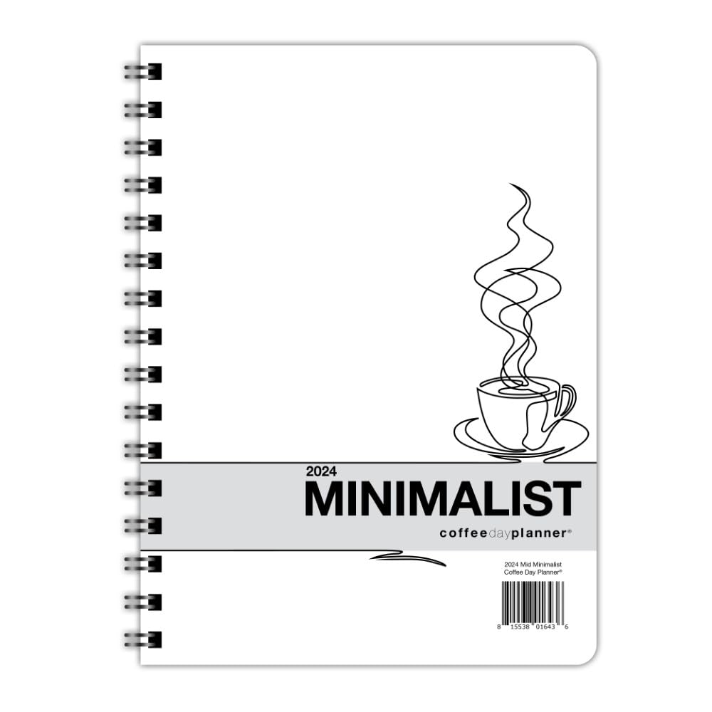 Dated Minimalist DayPlanner - 12 Monthly Calendar Overview, to-do Lists, Weekly and Daily Planning (6.625 by 9 inches), 2024 Coffee Minimalist