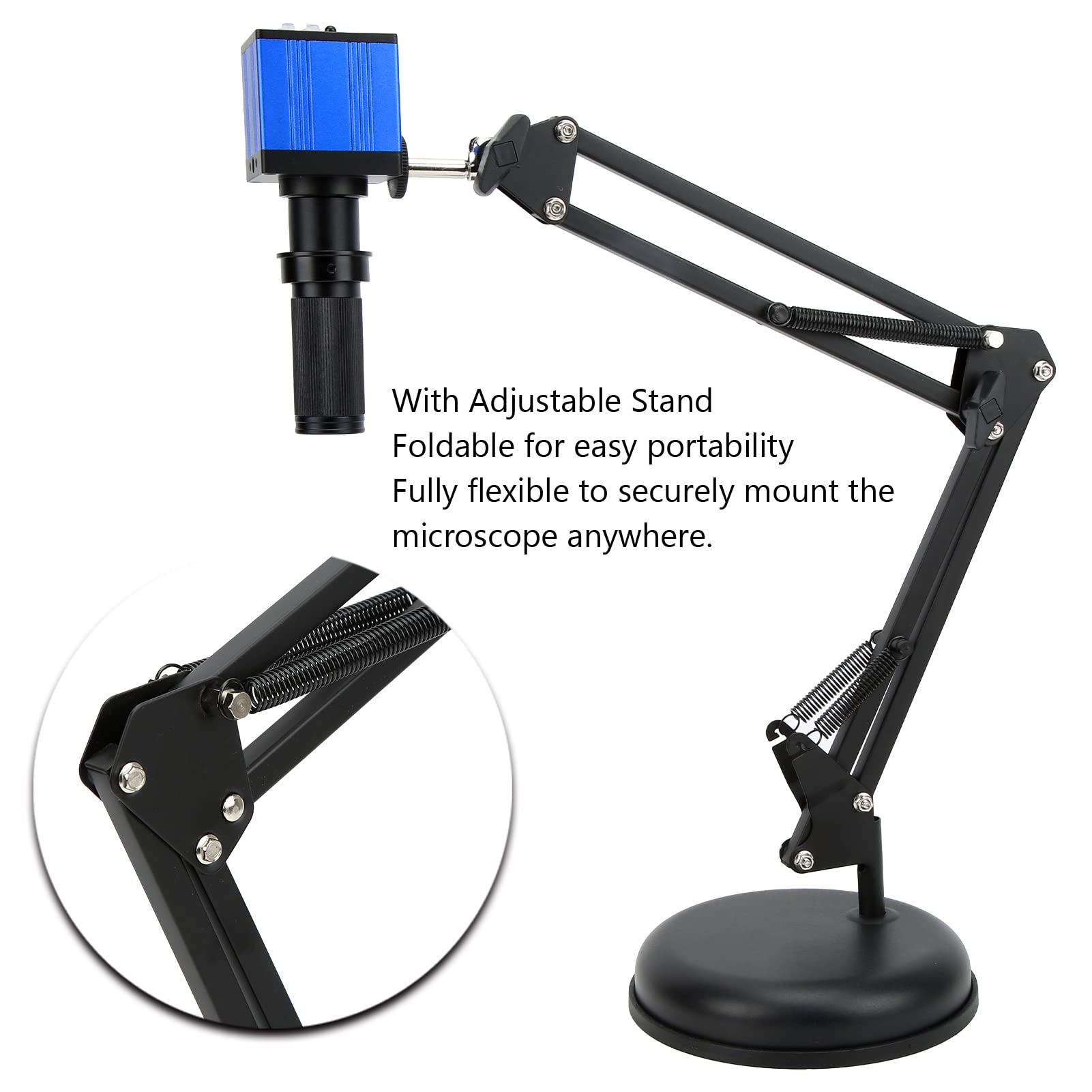 USB Video Microscope Camera, USB Video Microscope Camera 51MP 1080P 2K 120X Zoom Lens Microscope Camera with Adjustable Stand, Microscopes (US Plug)