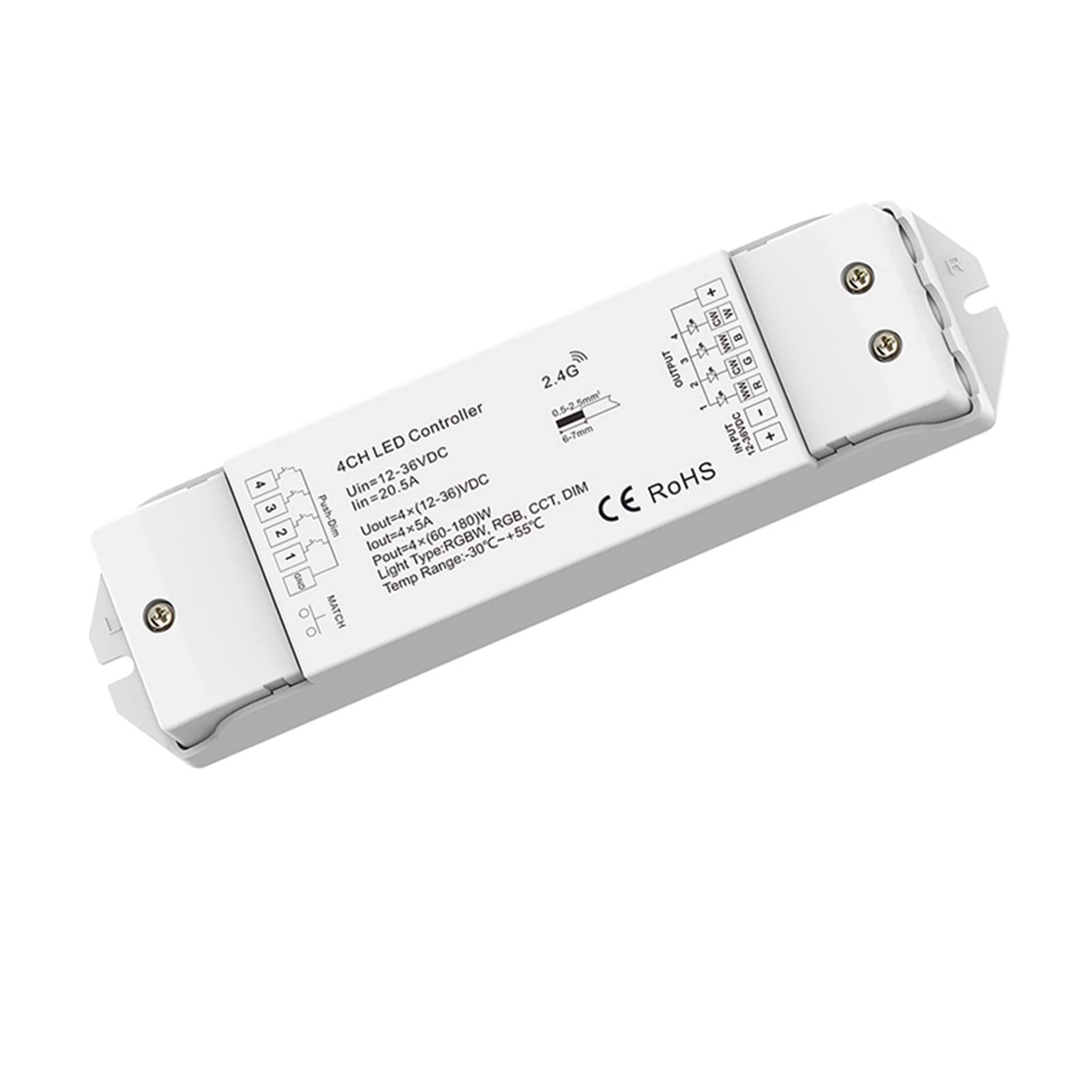 LAZIRO LED Dimmer 12V 24V 15A PWM Wireless RF LED Dimmer Switch ON Off with 2.4G 4 Channel Dim Remote for Single Color LED Strips (Color : V4)