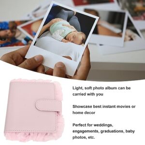 Camera Picture Album, High Transparency 64 Pockets Light Buckle Design Mini Film Photo Album for Display (Pink)