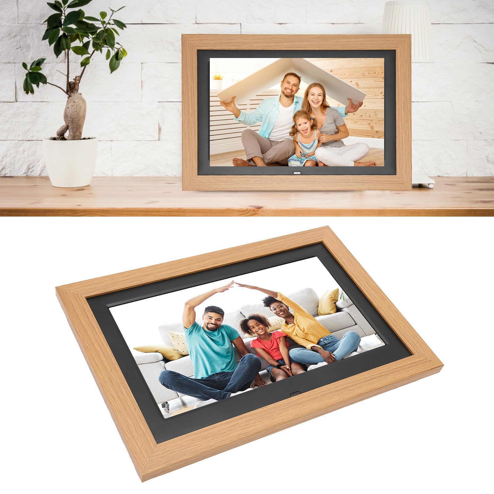 Electronic Photo Album, Digital Photo Frame Lightweight LED Screen 1024x600 100‑240V with Stereo Speaker for Birthday (US Plug)