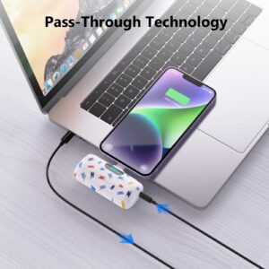 Small Portable Charger for iPhone,5000mAh Colorful Mini Power Bank,PD Fast Charging Portable Phone Charger,LCD Display Cute Battery Pack Compatible with iPhone 14/14 Pro Max/13 Pro/12/11/X/8/7/6 etc