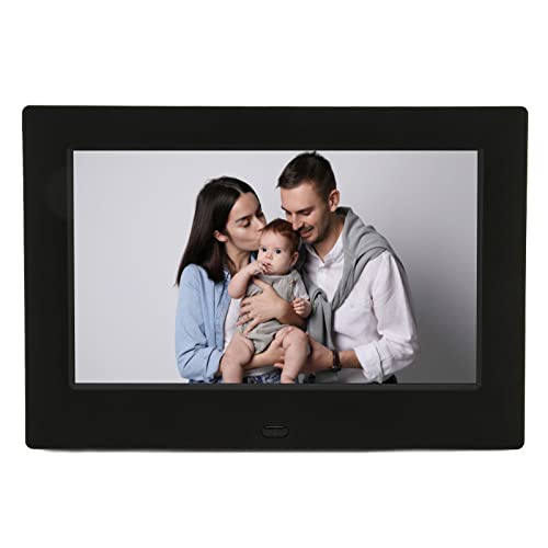 Digital Picture Frame, Background Music Digital Photo Frame HD 1080P 7 Inch Calendar Function for Party (US Plug)