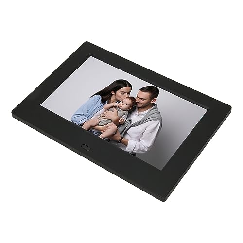 Digital Picture Frame, Background Music Digital Photo Frame HD 1080P 7 Inch Calendar Function for Party (US Plug)