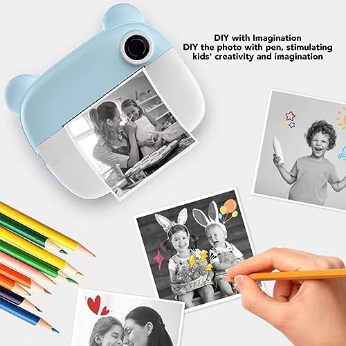 Kids Camera, 2.4 Inch IPS Screen with Auto Focus, Video Recording, Print Camera, USB Charge for Travel