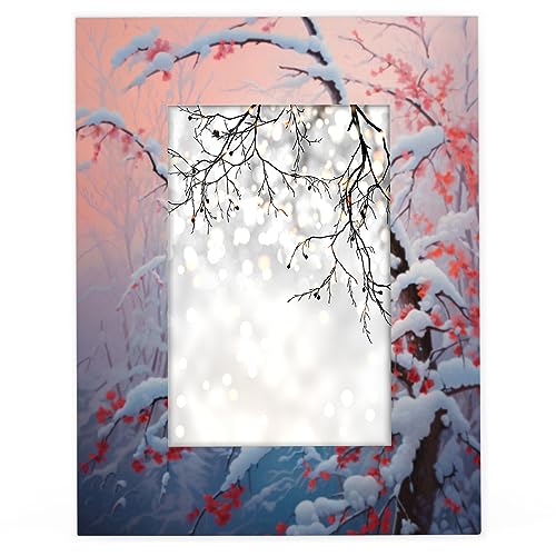 cfpolar 5x7 Inch Environmentally Friendly Wood Photo Frame With High-Definition Acrylic Board For Table Top Display And Wall Mounting Photo Frame File Frames Snowy Red Bird