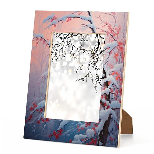 cfpolar 5x7 Inch Environmentally Friendly Wood Photo Frame With High-Definition Acrylic Board For Table Top Display And Wall Mounting Photo Frame File Frames Snowy Red Bird