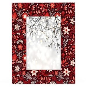 cfpolar 4x6 inch environmentally friendly wood photo frame with high-definition acrylic board for table top display and wall mounting photo frame file frames red flower cluster