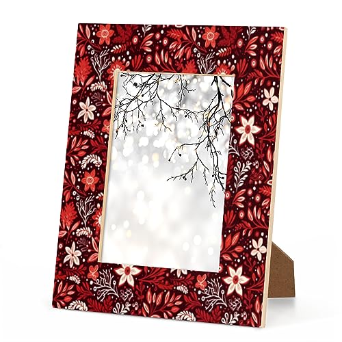 cfpolar 4x6 Inch Environmentally Friendly Wood Photo Frame With High-Definition Acrylic Board For Table Top Display And Wall Mounting Photo Frame File Frames Red Flower Cluster