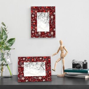 cfpolar 4x6 Inch Environmentally Friendly Wood Photo Frame With High-Definition Acrylic Board For Table Top Display And Wall Mounting Photo Frame File Frames Red Flower Cluster