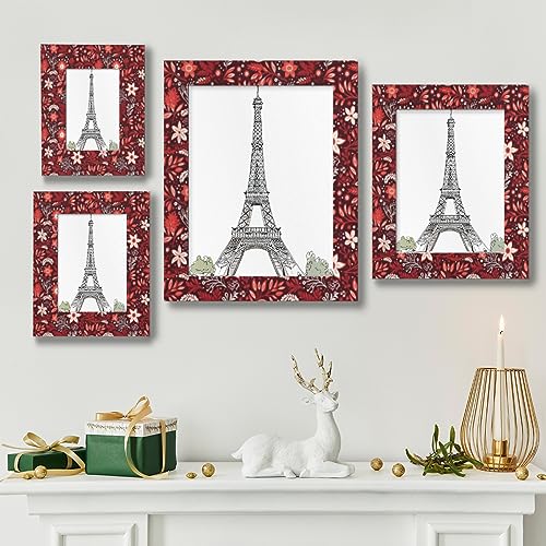 cfpolar 4x6 Inch Environmentally Friendly Wood Photo Frame With High-Definition Acrylic Board For Table Top Display And Wall Mounting Photo Frame File Frames Red Flower Cluster