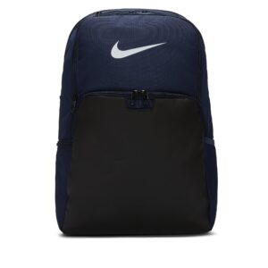 nike brasilia 9.5 adult unisex training backpack (extra large, 30l) (xl, midnight navy/black/white)