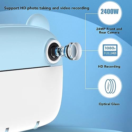 Print Camera, 2.4in IPS Screen Inbuilt Speaker Kids Camera Dual 24MP Camera 1050mAh Battery for Family