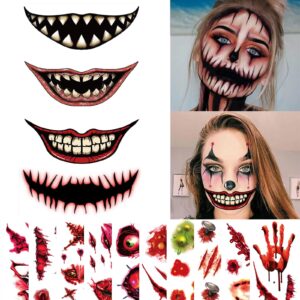 atomars 15 sheet scary halloween face tattoos for kids adults,halloween temporary tattoos for kids face tattoos for women with 1pc halloween glow in the dark tattoos