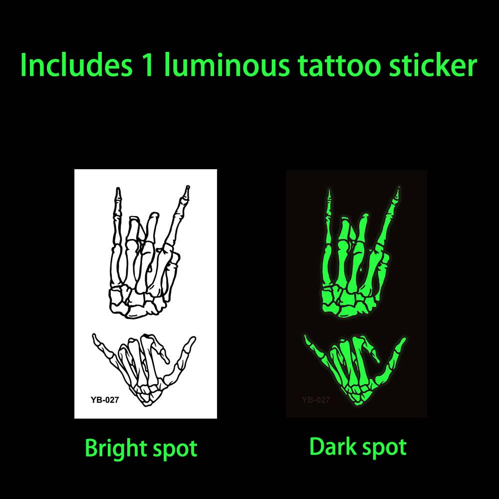 ATOMARS 15 Sheet Scary Halloween Face Tattoos for Kids Adults,Halloween Temporary Tattoos for Kids Face Tattoos for Women with 1PC Halloween Glow in the Dark Tattoos