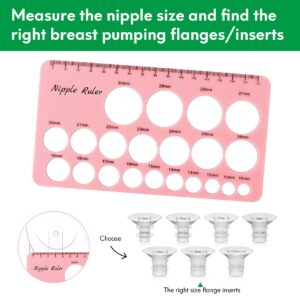 Nipple Measurement Tool for Flanges, Flange Sizing Kit, Flange Size Measure for Nipples, Nipple Sizer for Flanges, Nipple Flange Measuring Tool, Nipple Ruler for Breast Pump Flange Sizing Kit (Pink)