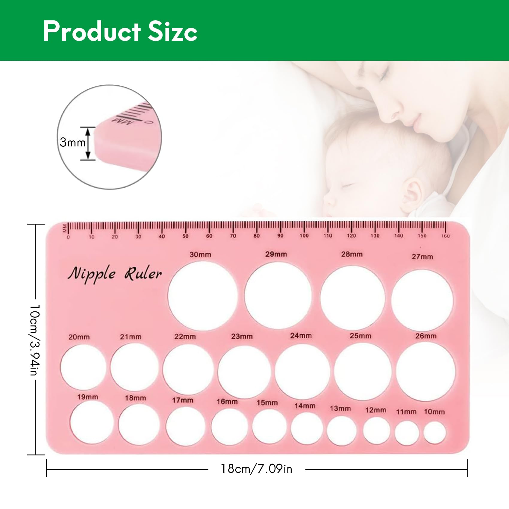 Nipple Measurement Tool for Flanges, Flange Sizing Kit, Flange Size Measure for Nipples, Nipple Sizer for Flanges, Nipple Flange Measuring Tool, Nipple Ruler for Breast Pump Flange Sizing Kit (Pink)