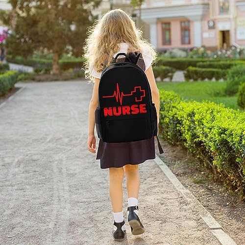 Nurse Heartbeat Red Cross Laptop Backpack for Men Women Shoulder Bag Business Work Bag Travel Casual Daypacks