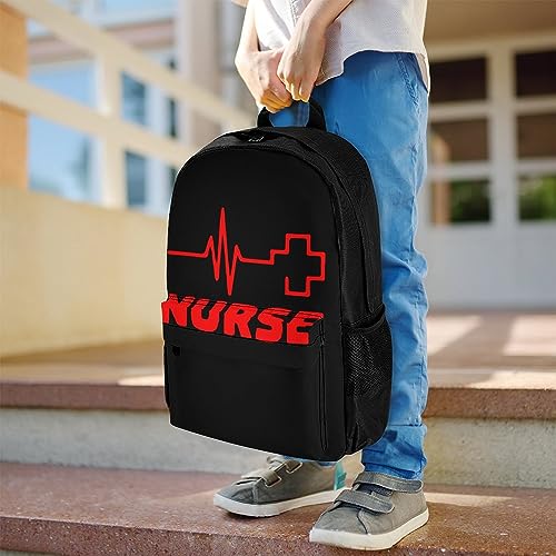 Nurse Heartbeat Red Cross Laptop Backpack for Men Women Shoulder Bag Business Work Bag Travel Casual Daypacks