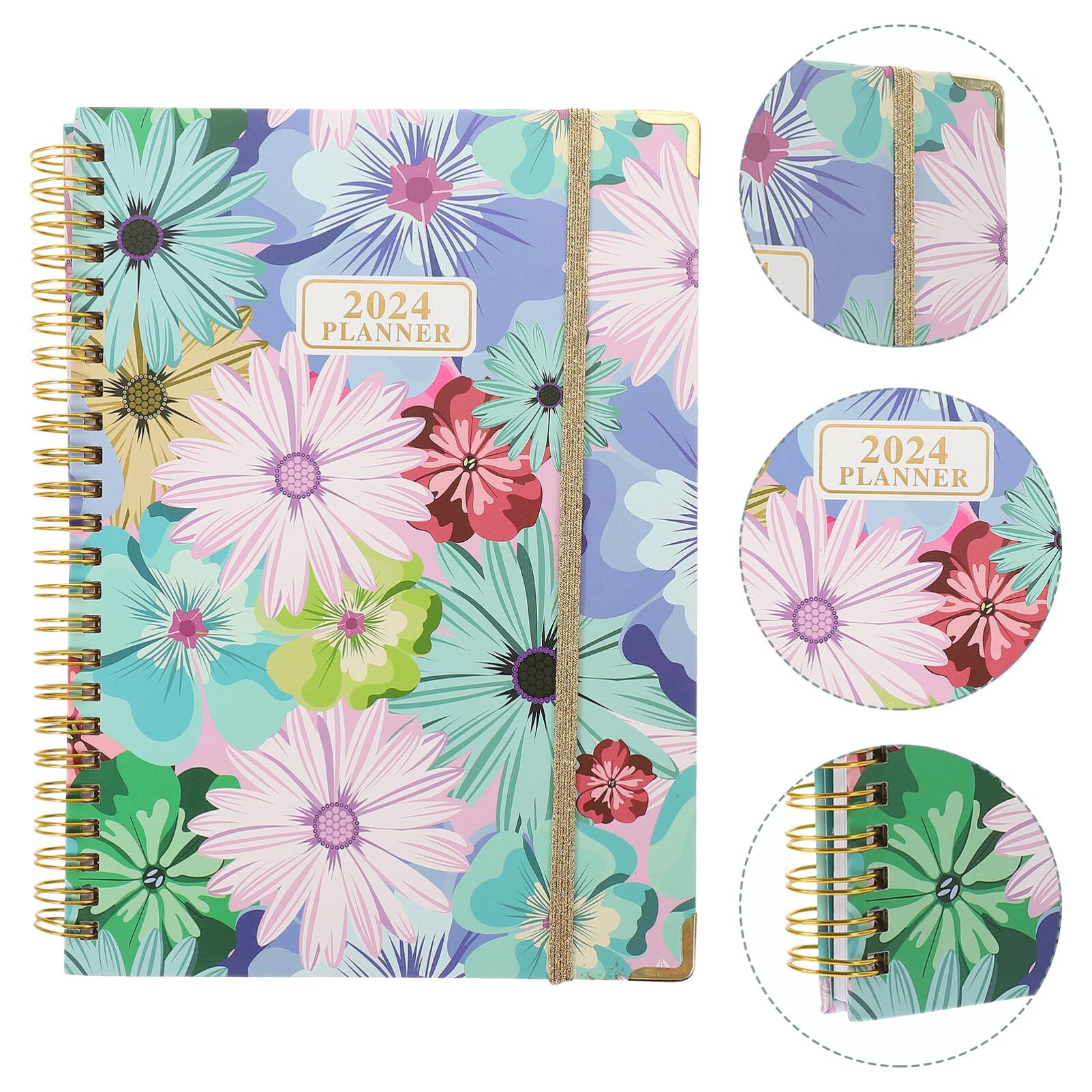 Kisangel 2024 Planner Notebook Calendar Schedule Notepad Spiral Binding Note Book Productivity Organizer for Home Classroom Office Supplies 2024.1-12