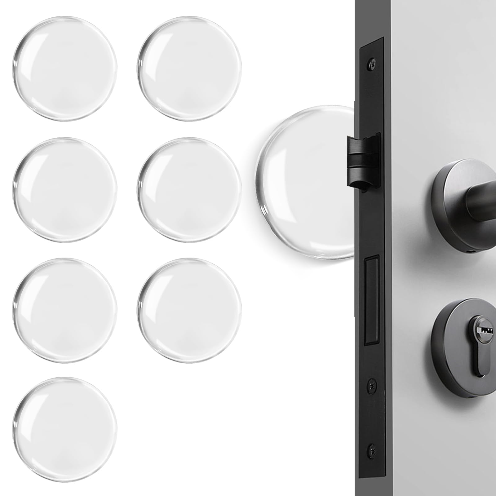 Fejoyta Door Stoppers Wall Protector, 8 PCS Silicone Door Knob Wall Protector with Strong Self-Adhesive Backing, Upgrade Reusable Cabinet Door Bumper - Ideal for Wall Protector and Noise Reduction