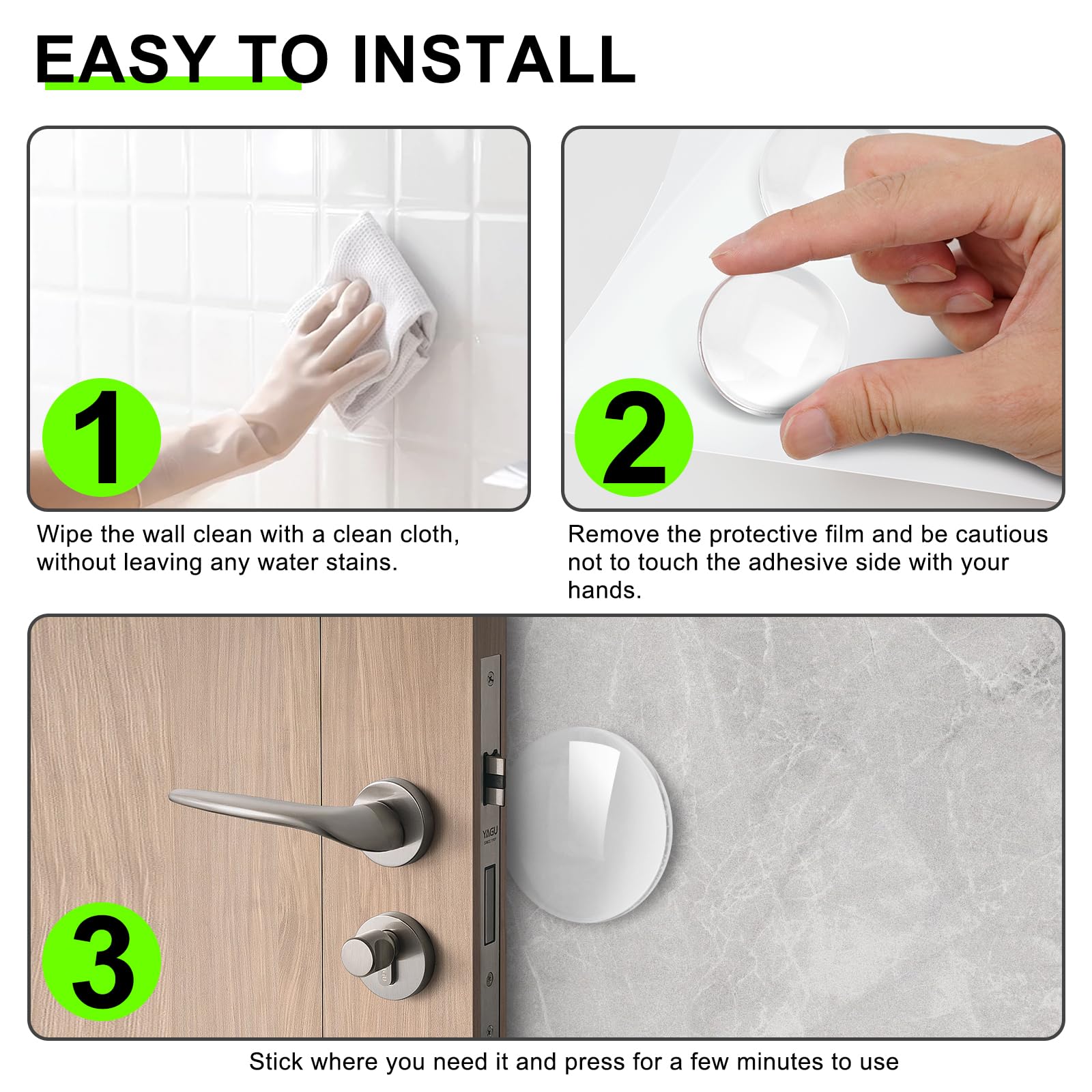 Fejoyta Door Stoppers Wall Protector, 8 PCS Silicone Door Knob Wall Protector with Strong Self-Adhesive Backing, Upgrade Reusable Cabinet Door Bumper - Ideal for Wall Protector and Noise Reduction