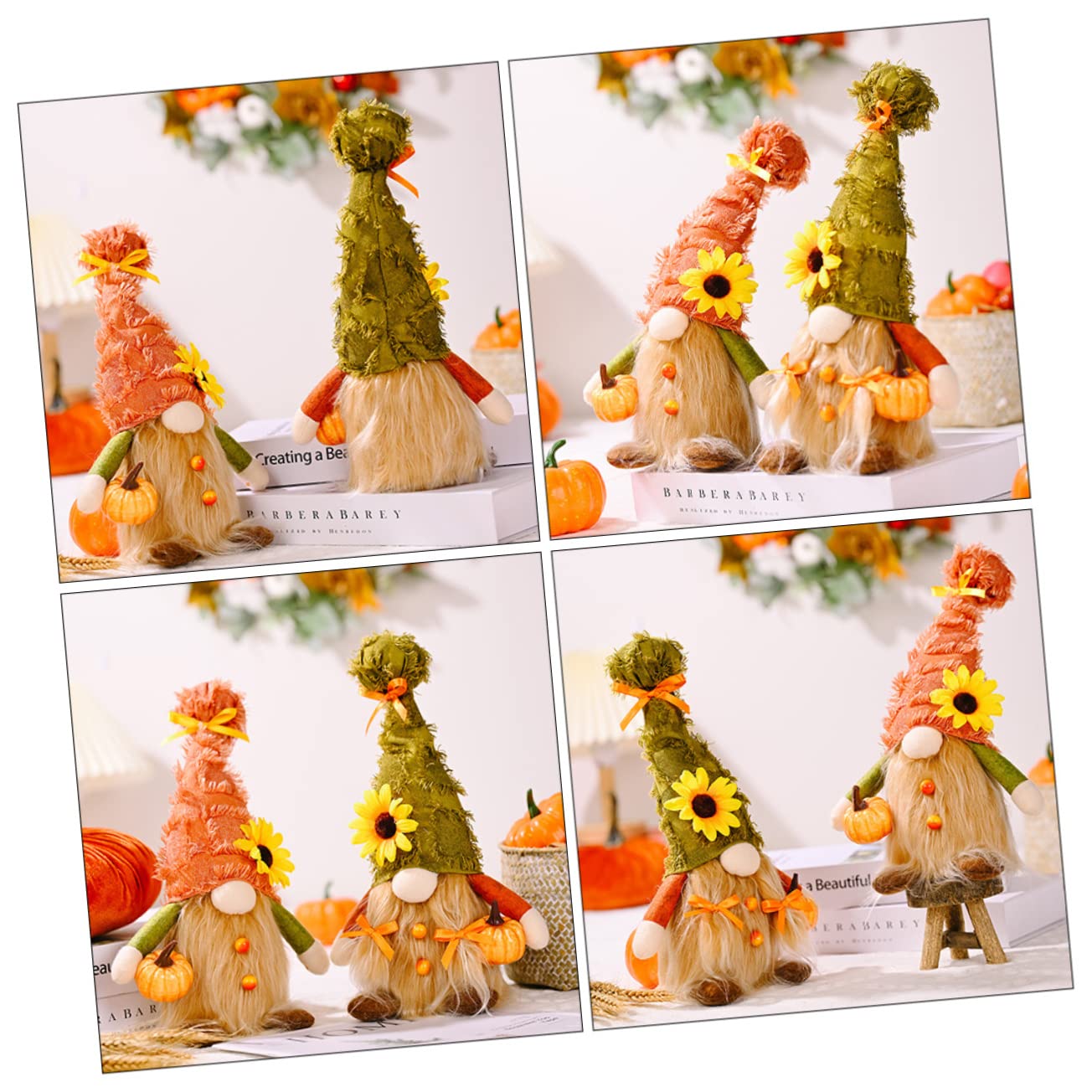 Abaodam 4pcs Hug Pumpkin Rudolph Harvest Festival Gnome Decors Decorative Dolls Swedish Gnomes Plush Harvest Gnome Dinning Table Decor Fall Table Decorations Gravel Trinkets Halloween