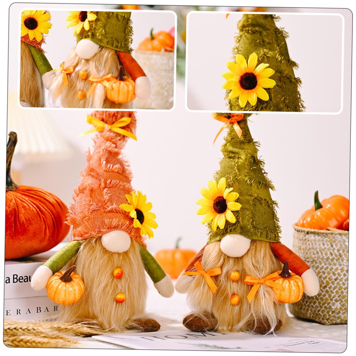 Abaodam 4pcs Hug Pumpkin Rudolph Harvest Festival Gnome Decors Decorative Dolls Swedish Gnomes Plush Harvest Gnome Dinning Table Decor Fall Table Decorations Gravel Trinkets Halloween