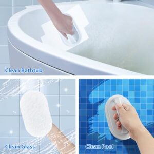 Lumkew Handle Bath Tub Scrubber, Non Scratch Bathroom Scouring Pad, Bathtub Scrubber Soap Scum Remover for Shower Tile Grout Sink Pool Step & Corner, Heavy Duty Cleaning Sponge Scrub, 2 PCS