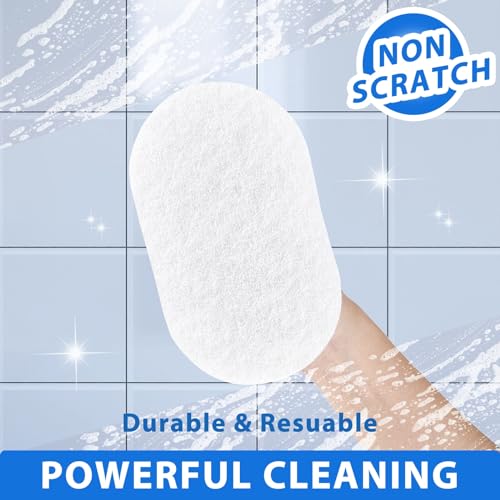 Lumkew Handle Bath Tub Scrubber, Non Scratch Bathroom Scouring Pad, Bathtub Scrubber Soap Scum Remover for Shower Tile Grout Sink Pool Step & Corner, Heavy Duty Cleaning Sponge Scrub, 2 PCS