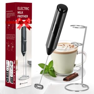 healsmart milk frother handheld, battery operated whisk maker with stainless steel stand hand drink mixer for coffee, lattes, cappuccino, matcha, black